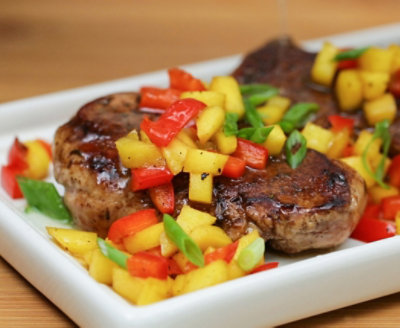 Jerk Pork Medallions with Warm Mango Salsa | Albertsons