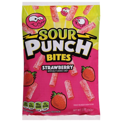 Sour Punch Bites Fruit Flavored Chewy Candy Strawberry Bag - 5 Oz - safeway