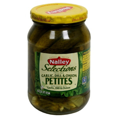Nalley Elites Pickles Petites Garlic Dill & Onion - 16 Fl. Oz. - carrsqc