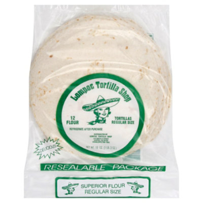 Lompoc Tortilla Shop Tortillas Flour Regular Size Resealable Pack 12 ...