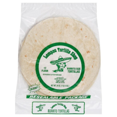 Lompoc Tortilla Shop Tortillas Flour Burrito Size Resealable Pack 12 ...
