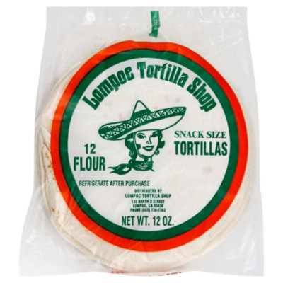 Lompoc Tortilla Shop Tortillas Flour Snack Size Bag 12 Count - 12 Oz - vons