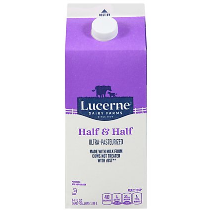 Lucerne Half & Half Ultra-Pasteurized Grade A - 64 Fl. Oz Lucerne Half & Half Ultra-Pasteurized Grade A - 64 Fl. Oz