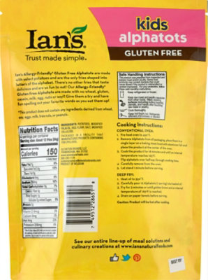 Ians Kids Alphatots Potatoes Shaped Letters Gluten Free - 12 Oz - jewelosco
