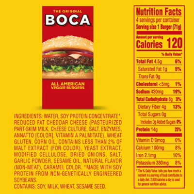 Boca All American Veggie Burgers Box - 4 Count - albertsons
