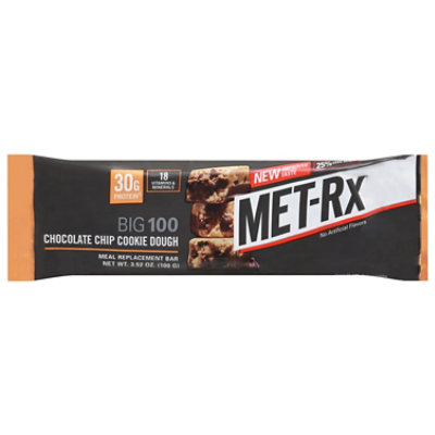 MET-Rx Big 100 Meal Replacement Bar Chocolate Chip Cookie Dough - 3.52 ...