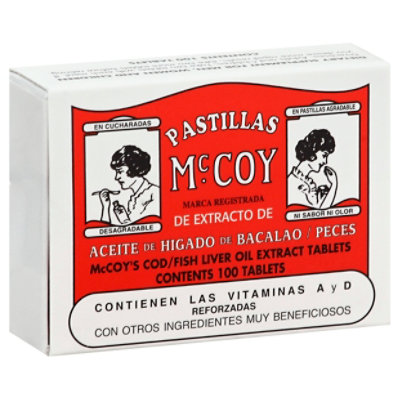 Pastillas McCoy Fish Liver Oil Tablets - 100 Count - safeway