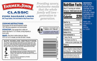 Farmer John Sausage Pork Links Original - 8 Oz - Andronico's
