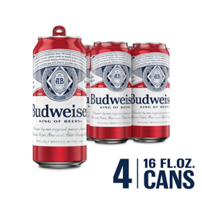 Budweiser American Lager Beer in Cans - 4 - 16 Fl. Oz. - albertsons