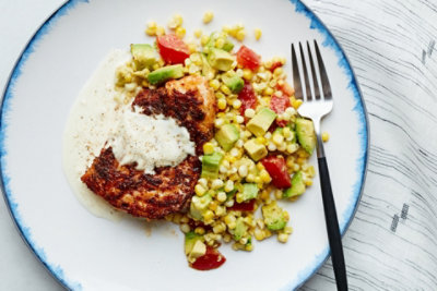 Blackened Cod with Garlic Aioli and Corn Salsa | Albertsons