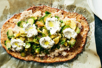 Brussels Sprout, Squash, and White Bean Flatbread with Chive Ricotta ...