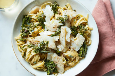 Flounder Piccata with Fettuccine and Broccolini | Randalls
