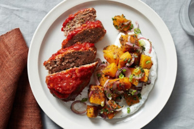 Moroccan Meatloaf with Roasted Squash and Sour Cream–Herb Sauce ...