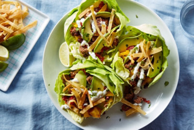 Southwestern Beef Lettuce Wraps with Crispy Tortilla Strips and Avocado ...