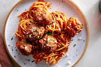 Spaghetti and Meatballs with Ricotta, Parmesan, and Marinara Sauce ...