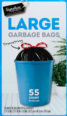 Signature SELECT Large Trash Bags With Drawstring 30 Gallon - 55 Count ...