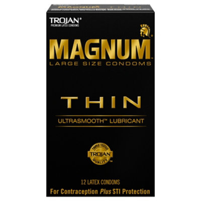 Trojan Magnum Thin Large Size Lubricated Condoms - 12 Count - albertsons