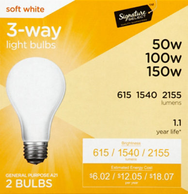 Signature SELECT Light Bulb 3 Way Soft White 50W 100W 150W - 2 Count ...