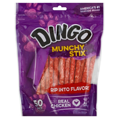 Dingo Dog Snacks Munchy Stix Chicken Pouch 50 Count - 15.8 Oz - carrsqc