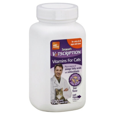 Sergeants Vetscription Vitamins For Cats Chewable Tablets Liver Flavor ...