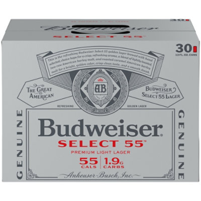 Budweiser Select 55 American Lager Beer in Cans - 30 - 12 Fl. Oz ...