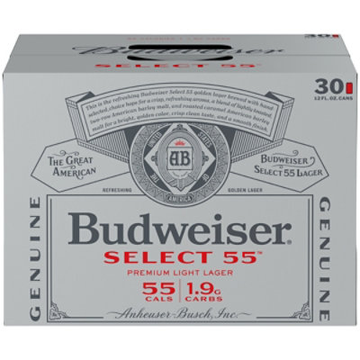 Budweiser Select 55 Light Beer In Cans - 30-12 Fl. Oz. - albertsons