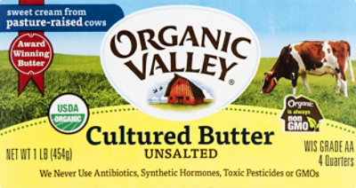 Organic Valley Butter Organic Cultured Unsalted - 1 Lb - safeway
