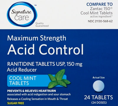 Signature Care Acid Reducer 150 Ranitidine 150mg Maximum Strength Cool ...