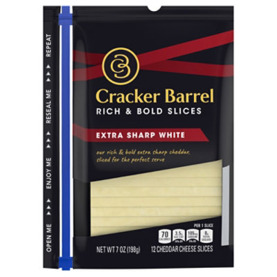 Cracker Barrel Cheese White Cheddar Extra Sharp Slices 11 Count - 7 Oz ...