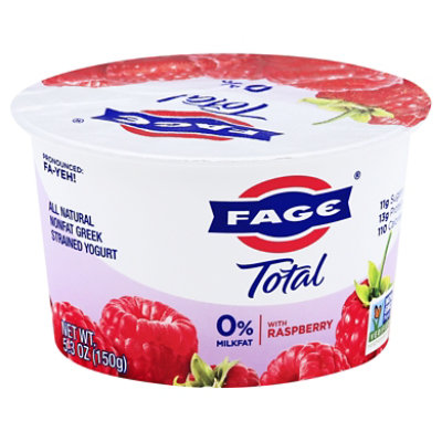 Fage Total 0% Yogurt Greek Nonfat Strained with Raspberry - 5.3 Oz ...