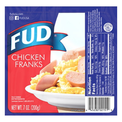 Fud Chicken Franks - 7 Oz - albertsons