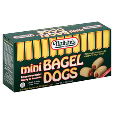 Nathans Famous Mini Bagel Dogs Beef Cocktail Franks Wrapped - 21.9 Oz ...