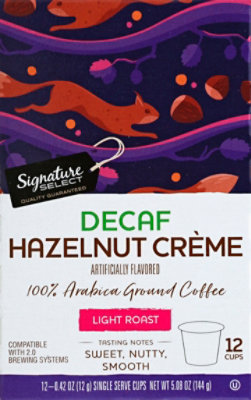 Signature SELECT Coffee Pods Single Serve Light Roast Hazelnut Decaf ...