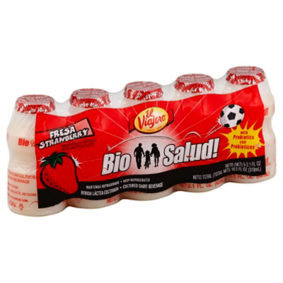 Biosalud Strawberry Dairy Beverage - 5-2.1 Fl. Oz. - jewelosco