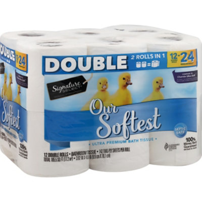 Signature Care Bath Tissue Ultra Premium Our Softest Double Roll 2 Ply ...