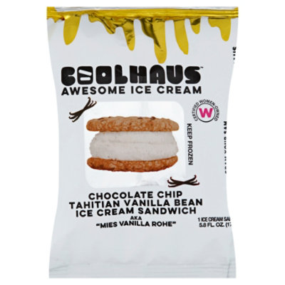 CoolHaus Ice Cream Sandwich Chocolate Chip Cookie Vanilla Bean 5.2 Oz tomthumb