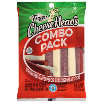 Frigo Cheese Heads String Cheese & Pepperoni Flavores Meat Sticks - 8 ...