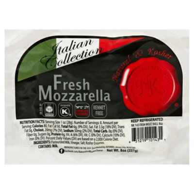 Natural Kosher Mozzarella Ball Fresh - 8 Oz - acmemarkets