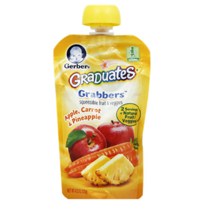 Gerber Graduates Grabbers Fruit & Veggies Squeezable Apple Carrot ...