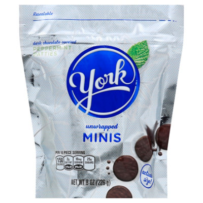York Peppermint Pattie Dark Chocolate Covered Unwrapped Minis - 8 Oz ...
