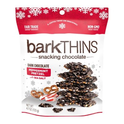 BarkThins Snacking Chocolate Dark Chocolate Peppermint Pretzel - 4.7 Oz ...