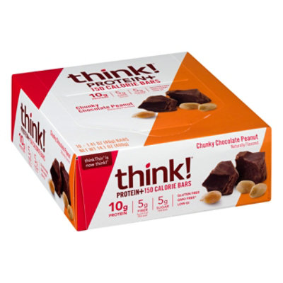 thinkThin Protein & Fiber Bars Lean Chunky Chocolate Peanut - 10 Count ...