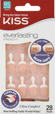 Kiss Everlasting French Nail Kit No Chip Real Short Length EF01 - 28 ...
