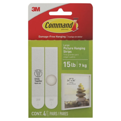 3M Command Large PiCounture Hanging Strips White Each randalls