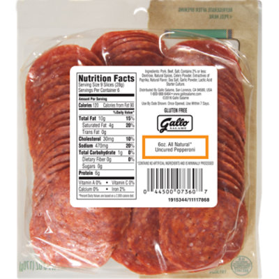 Gallo Salame Deli Sliced All Natural Pepperoni - 6 Oz - safeway