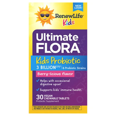 ReNew Life Ultimate Flora Probiotic Kids Chewable Tablets Berry-Licious ...
