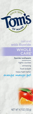 Toms Of Maine Toothpaste Whole Care Orange Mango Gel Fluoride - 4.7 Oz ...