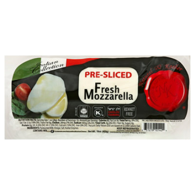 Natural & Kosher Cheese Mozzarella Fresh Pre-Sliced Vacuum Packed - 16 ...