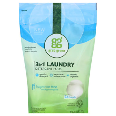Grab Green Laundry Detergent Pods 3 In 1 Fragrance Free 24 Loads Pouch ...