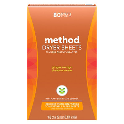 Method Dryer Sheets Ginger Mango Box - 80 Count - Safeway